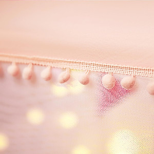 Akiky Girls Bed Canopy Large Playhouse with Pompom Princess Castle Indoor&Outdoor Play Tent for Kids-Not Include Bed Poles(Twin,Pink)