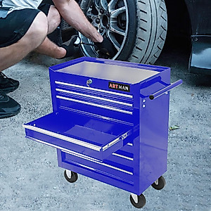 Rolling Tool Cart with Drawers and Wheels Mechanics Tool Cabinet Heavy Duty Lockable Tool Chest Multifunctional Tool Cart (7 Drawers, Blue)