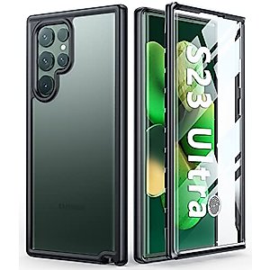 FNTCASE Samsung Galaxy S23-Ultra: Drop-Proof, Shockproof TPU Hybrid Slim Case with Screen Protector - Black