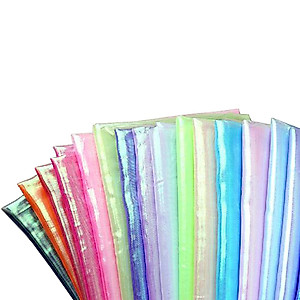 Tong Gu 59 x 39 inch Sheer Organza Fabric Voile Glitter Tulle Iridescent Mesh Wedding Costume Curtain DIY (Light Green)