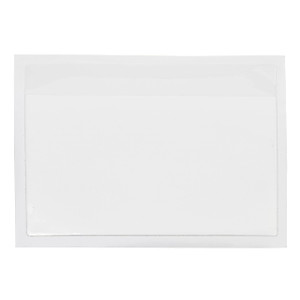 Juvale 100 Pack Plastic Label Holders for 3x5 Index Cards, Clear Self-Adhesive Pockets for Office Supplies