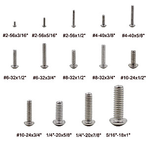 HVAZI #2-56 to 5/16"-18 UNC Stainless Steel Button-Head Socket Cap Screws Assortment Kit