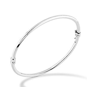 Miabella 925 Sterling Silver Italian Oval Hinged Bangle Bracelet for Women Girls, 6.75 to 8 Inch, Made in Italy (Large - 8 Inches)