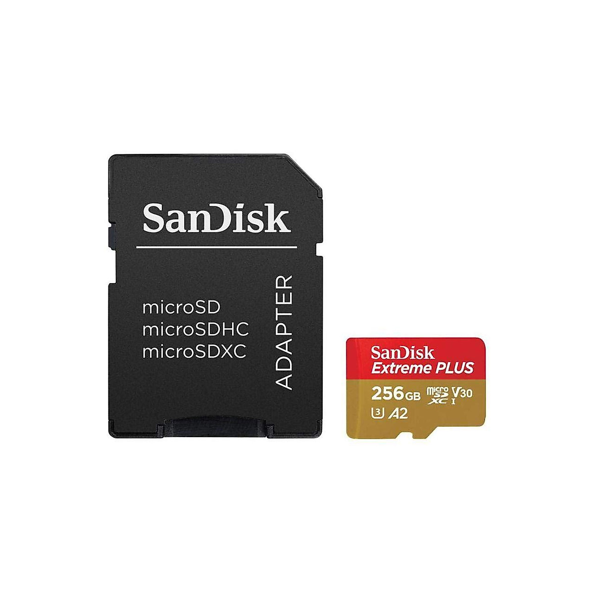 SanDisk Extreme Plus 256GB microSDXC Card with Adapter UHS-I, U3, A2, V30 - SDSQXBZ-256G-ANCMA