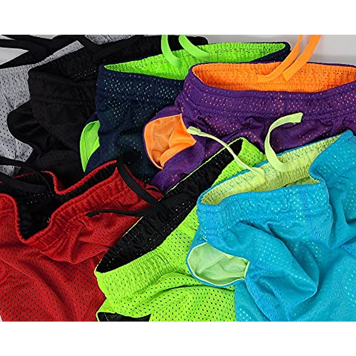 Andrew Scott Boys 3 Pack Active Performance Mesh Style Basketball Sport Shorts (3 Pack -1 Black & 2 Grab Bag Assorted Solids, XX-Large)