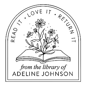 Stamp by Me | from The Library of | Embosser Book Stamp | Floral Library Stamp | Custom rubber stamp | Personalized Teacher Stamp | Custom Library Stamp (Rubber Stamp)