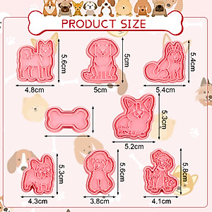 8 Pcs Dog Cookie Cutters with Plunger Stamps Set 3D Puppy Bone Shape Biscuit Cutter Funny Cartoon Cookie Stamps Stamped Embossed Dog Cookie Cutters for Treats DIY Cookie Baking Supplies (Vivid Style)