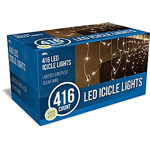 416 LED Christmas Icicle Lights for Indoor & Outdoor Decorations, Christmas Events, Christmas Eve Night Decor, Christmas Tree, Eaves (Warm White)