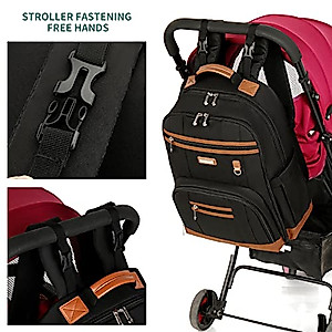 BILLITON MASHI Baby Diaper Bag Backpack for Mom, Travel Baby Bags for Boys Girls with Insulated Pocket Stroller Straps, Large Capacity, Black