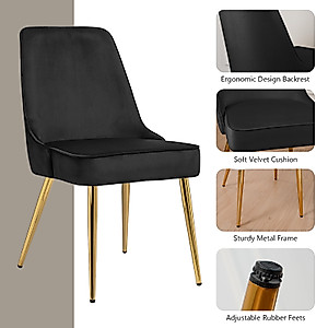 ecoluxehaven Modern Leisure Velvet Dining Chairs,Upholstered Velvet Chair with Gold Metal Legs,Mid-Century Kitchen Chair Set of 4,Beige