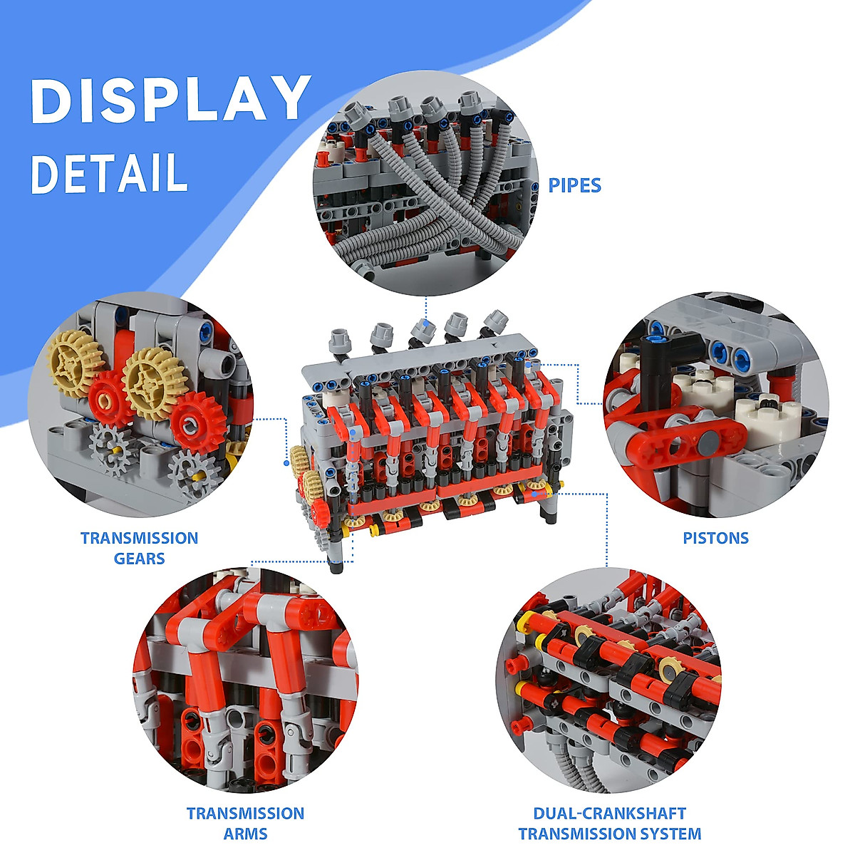 6 Cylinder L6 Engine Model Building kit Set Hobby DIY STEM Toy for Kids & Adults with Guide 500+ Pieces, Toy Building Set, Build Your own Engine That Runs, Mini Engine