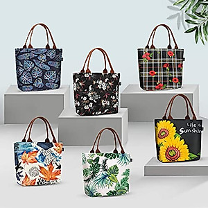 Gloppie Insulated Lunch Bags for Women Lunch Box Leak Proof Cooler Tote Purse Large Food Container Meal Prep for Work Beach Picnic 9L Maple Leaf + Sunflower