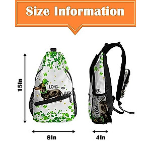 Gsypo Sling Backpack, Happy St. Patrick's Day Clover Puppy Dog Waterproof Lightweight Small Sling Bag, Travel Chest Bag Crossbody Shoulder Bag Hiking Daypack for Women Men