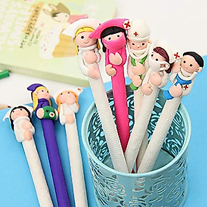 Hxytech 10pcs Doctor Nurse Pens Novelty Ballpoint Pens Polymer Clay Pens 0.5mm Black Ink for Writing Stationery Nursing School, Medical Students, Women Nurse Doctor Gift