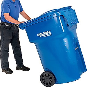 OTTO Mobile Heavy Duty Trash Container, 95 Gallon, Blue