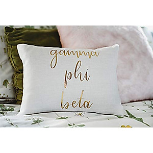 Sorority Shop Gamma Phi Beta Pillow – Gold Script Design, 12" x 16" Lumbar Pillow Sorority