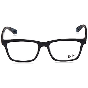 Ray-Ban RX7025 Square Prescription Eyeglass Frames, Matte Black/Demo Lens, 53 mm