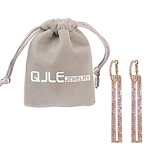QJLE Rhinestone Long Rose Gold Earrings Dangle Drop Earrings for Women Hypoallergenic Dainty Cute Dangling Earrings for Women Trendy Jewelry