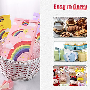 Shindel 24PCS Party Favor Bags, Rainbow Goodie Bags with Stickers, Small Gift Bags, Treat Bags, Colored Paper Bags For Kids Birthday Party favors and Party Supplies 4.7" x 3.1" x 8.7"