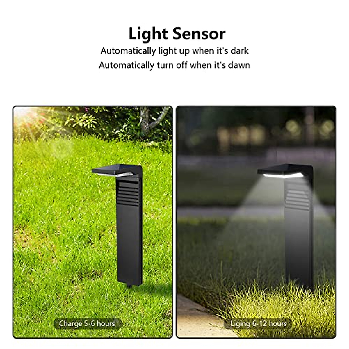 Cattlite Solar Outdoor Lights,L-Shaped Black Solar Pathway Lights,IP65 Waterproof Solar Garden Lights,for Path Patio Yard Walkway Warm White-2 Pack