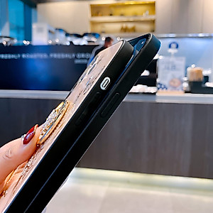 Topwin iPhone 13 Pro Max 6.7'' Kickstand Case - Bling Glitter Marble Pearl, Elegant Rhinestone Diamond (Rose Gold)