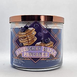 Bath Body Works, White Barn 3-Wick Candle w/Essential Oils - 14.5 oz - 2022 Autumn Scents! (Blueberry Maple Pancakes)
