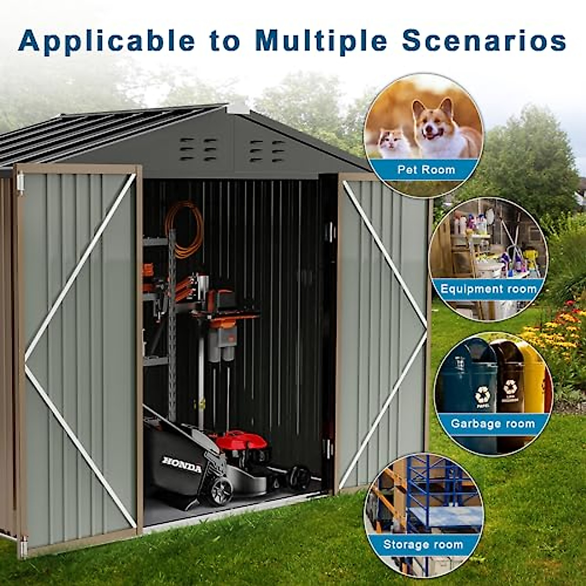 TAVATA Sheds & Outdoor Storage with Floor, 6x4 FT Outdoor Storage Shed, Outdoor Shed Garden Shed Tool Shed with Lockable Door for Garden Backyard Patio Lawn…