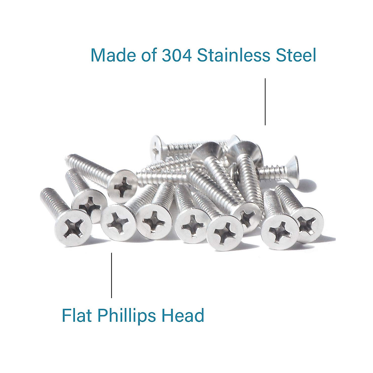 Stainless Steel Wood Screws #14 x 1 Inch Self Tapping Screws 50pcs, Flat Head Phillips 18/8 Stainless Steel Sheet Metal Screws for Cabinet, Wooden, Indoor and Outdoor Use by IMSCREWS