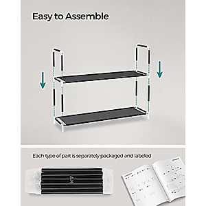 SONGMICS 10-Tier Shoe Rack, Storage Storage Organizer, Holds up to 50 Pairs, Metal Frame, Non-Woven Fabric, for Living Room, Hallway, 39.4 x 11 x 68.9 Inches, Black ULSH11H