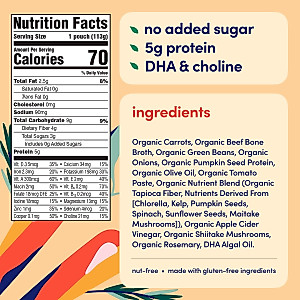 Cerebelly Organic Baby Food Pouches – 6+ Months Organic Beef Bone Broth Pouches | Protein, Healthy Fats, Non-GMO | Toddler Pouches | 4 Ounce BPA-Free Pouches | Carrot Beef Bone Broth | 6 Count