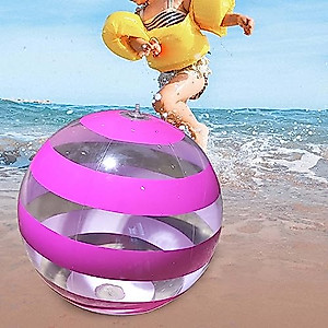 Summer Beach Ball, Summer Water Games, PVC Party Favor Blow Balls, Inflatable Pool Toys for Yard, Hawaiian Theme, Party, Lake Summer Beach, Violet Stripe