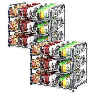 Vrisa 2 Pack Can Organizer for Pantry Stackable Can Storage Dispenser Holds Up to 72 Cans Can Holders for Kitchen Pantry Cabinet Silver