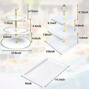 10 Pcs Cupcake Stand Set-Dessert Table Display Set-Cupcake Display Stand-Cupcake Tier Stand with 4X Large 3-Tier Cupcake Stands + 6X Appetizer Trays Perfect for Wedding Baby Shower Home Birthday
