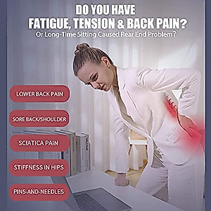 matvio Seat Cushion Pillow for Office Chair - Magnetic Fabric Inner Cover Memory Foam Coccyx Pad - Tailbone, Sciatica, Lower Back Pain Relief Cushion - Contoured Posture Corrector for Sitting