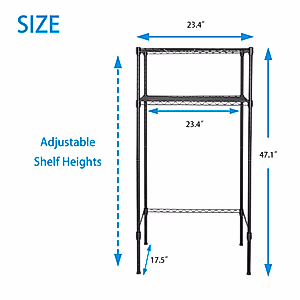 Zvyteay Mini Fridge Shelf Adjustable Height Storage Shelf Metal Storage Rack Mini Fridge and Microwave Stand for Dorm, Kitchen, Office, Black