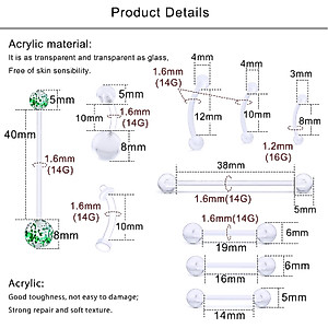 Lcolyoli 29Pcs Varied Style 14G Pregnancy Belly Button Rings Retainer Maternity Flexible Bioplast Long Navel Rings Plastic Nipple Industrial Barbell Body Piercing Jewelry for Women