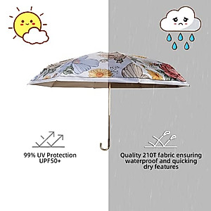 ESUFEIR Sun Umbrella UV Protection-Small Travel Umbrella Compact for Sun and Rain Windproof-Lightweight Portable Parasol UV Umbrella UV Blocker for Women Girls Kids (Orchid)