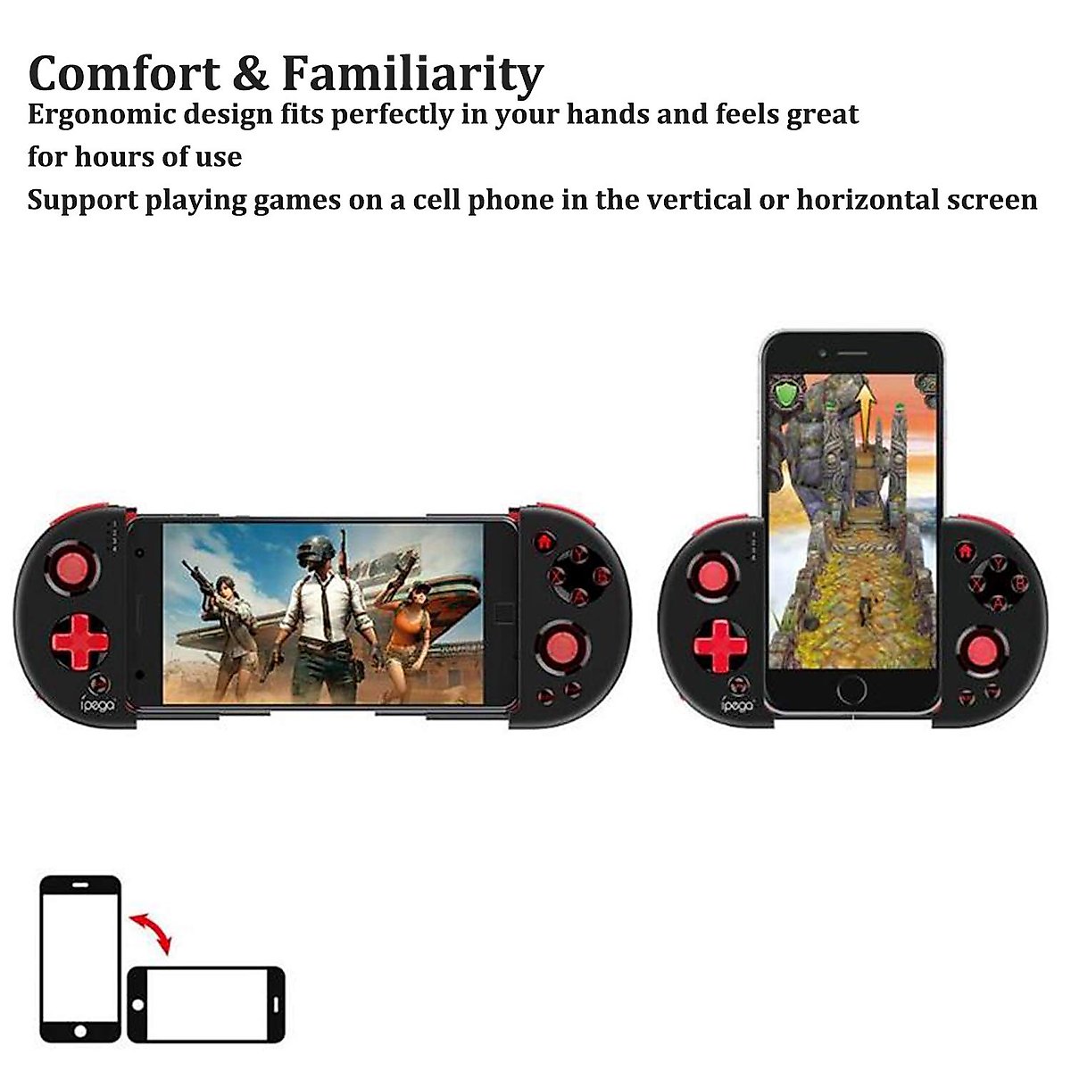Ipega PG-9087S Wireless Game Controller, Retractable Telescopic PUBG Mobile Controller Joystick Gamepad for Android/iOS Smartphones/Tablets/Smart TV
