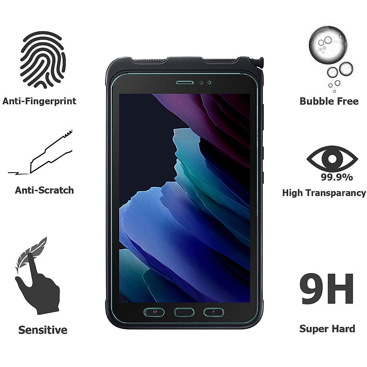 Epicgadget [2-Pack] Glass Screen Protector for Samsung Galaxy Tab Active3 8.0" Inch (SM-T570/SM-T575/SM-T577) - Tempered Glass Film/High Definition/9H Hardness