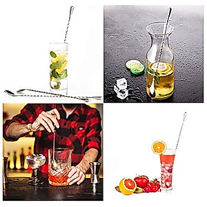 Hoshen 12 Inch Stainless Steel Long-Handled Spiral Twisted Spoon, Cocktail Mixing Spoon - 5 PCS