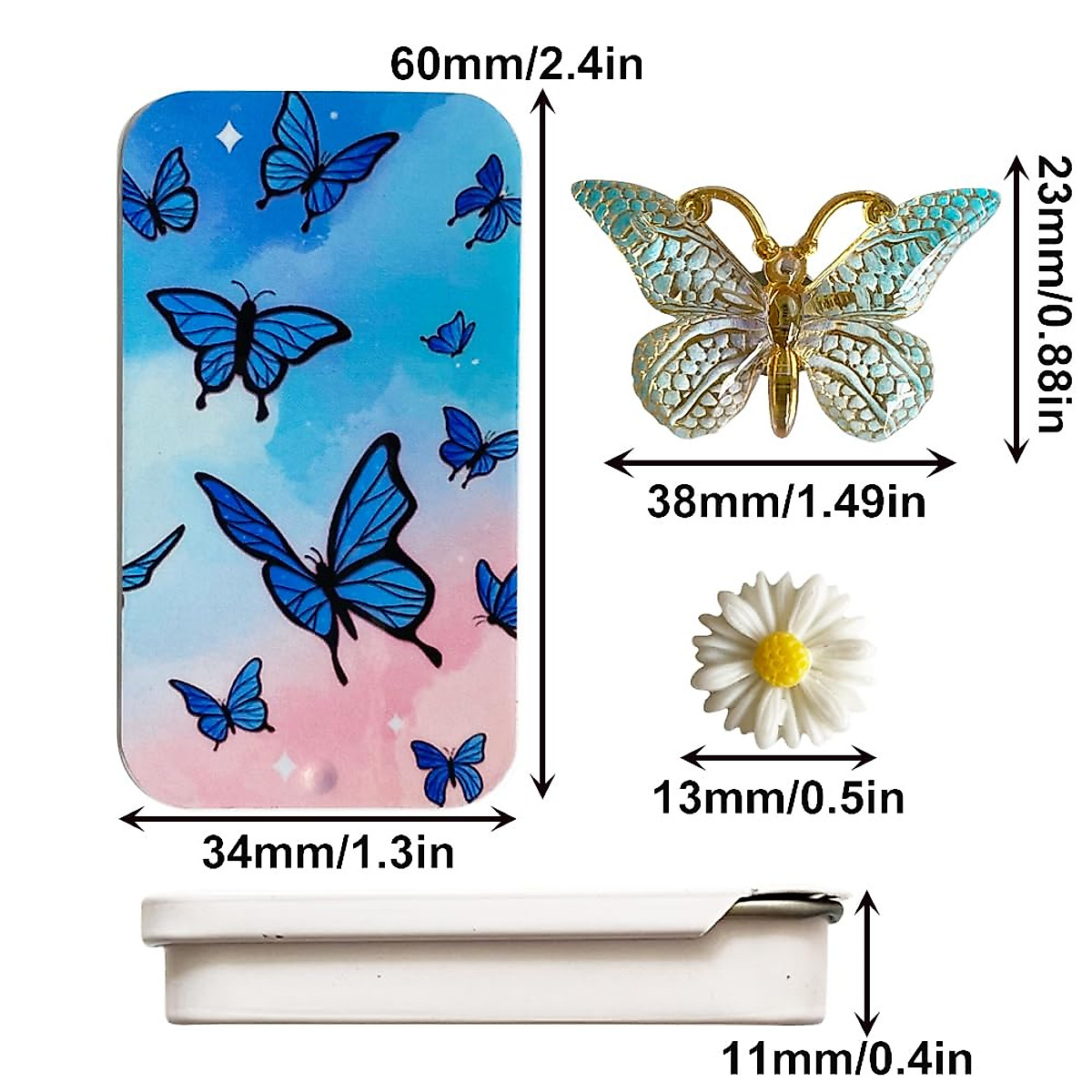ZDDPDJ Butterfly Needle Case Magnetic Sewing Storage Tin Box and Butterfly Needle Minder for Embroidery Cross Stitch Needlepoint Art Accessories (Blue)