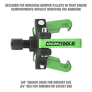 OEMTOOLS 25090 Harmonic Balancer Puller Kit, Adjustable 3-Jaw Puller Fits Most Late Model Automobiles & Trucks, Forcing Screw Fits a 3/8” Square Drive, Includes 4 Forcing Rods, 6 Piece