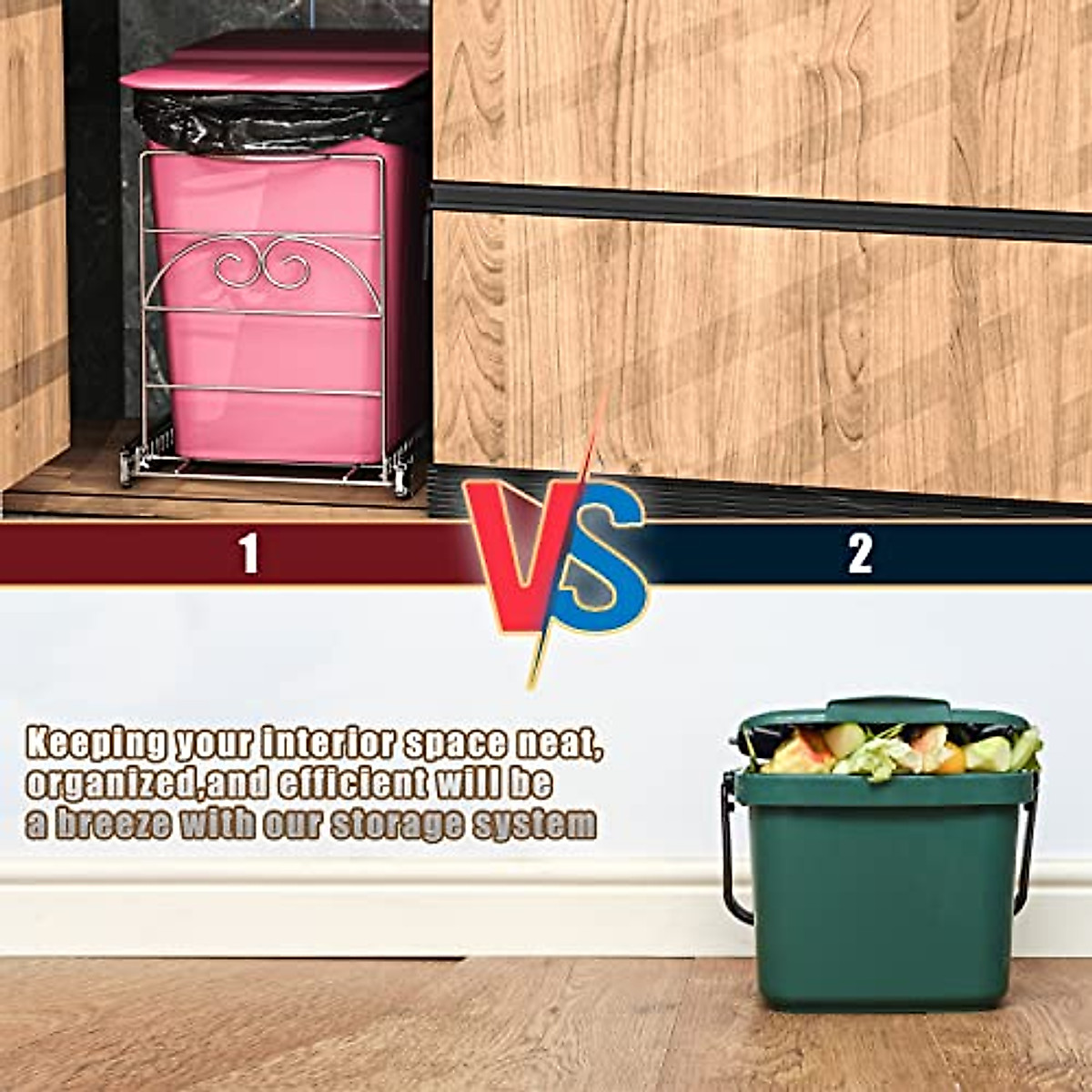 Eazy2hD Pull Out Under Cabinet, Cabinet Trash Can Pull Out Kit , Kitchen Trash Garbage Can & Bin for Under Counter Cabinet, Rquires a 13”W X 23”D Cabinet Opening,Trash Can Not Included