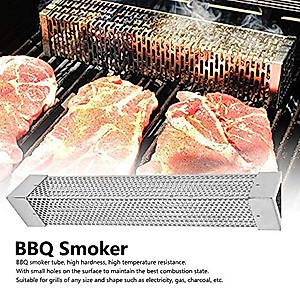 BORDSTRACT 12in BBQ Smoker Tube, Large 304 Stainless Steel Outdoor Barbecue Smoker, Charcoal Smoking Box Barbecue Tools for Any Grill or Smoker, Hot or Cold Smoking(Triangular‑Shaped 12in)