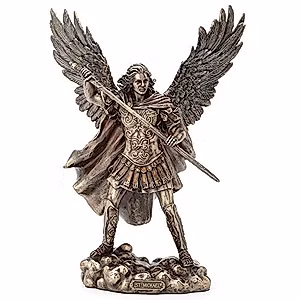 Veronese Design 11 3/8" Archangel Saint Michael Unsheathing His Sword Resin Statue Bronze Finish