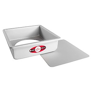 Fat Daddio's PSQCC-993 Removable Bottom Square Cake Pan, 9 x 9 x 3 Inch, Silver