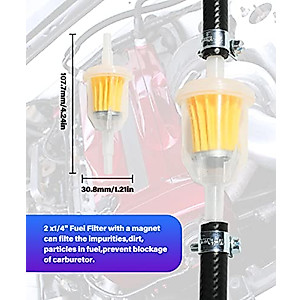 ESEWALAS 1/4" 5/16" Inch ID Fuel Line Kits,include 6Ft Fuel Line+2Pcs Gas Inline Fuel Filters with Magnet+10Pcs Adjustable Mini Fuel Hose Clamps,Fuel Line Hose with Fuel Filter Replacement.(1/4"(6MM))