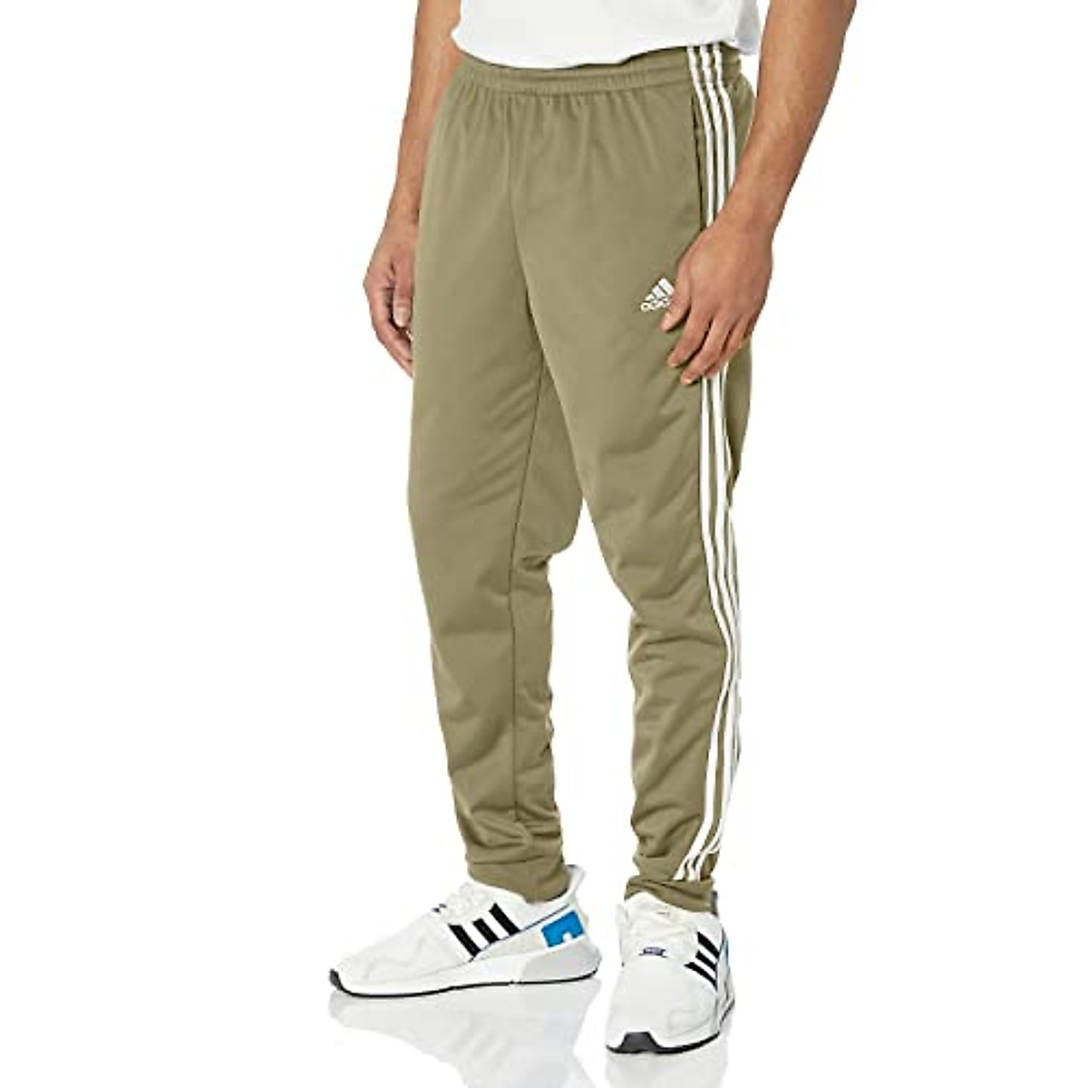 adidas Mens Sportswear Basic 3-stripes Tricot Tracksuit, Olive Strata, Large US