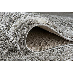 Cozy Contemporary Scroll L.Grey-White 3'3" X 5' Indoor Shag Area Rug