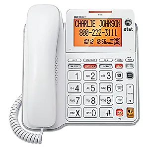 AT&T CL4940 Corded Standard Phone with Answering System and Backlit Display, White (Renewed)